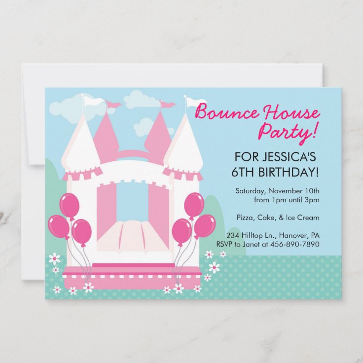 Bounce House Birthday Party Invitations | Zazzle