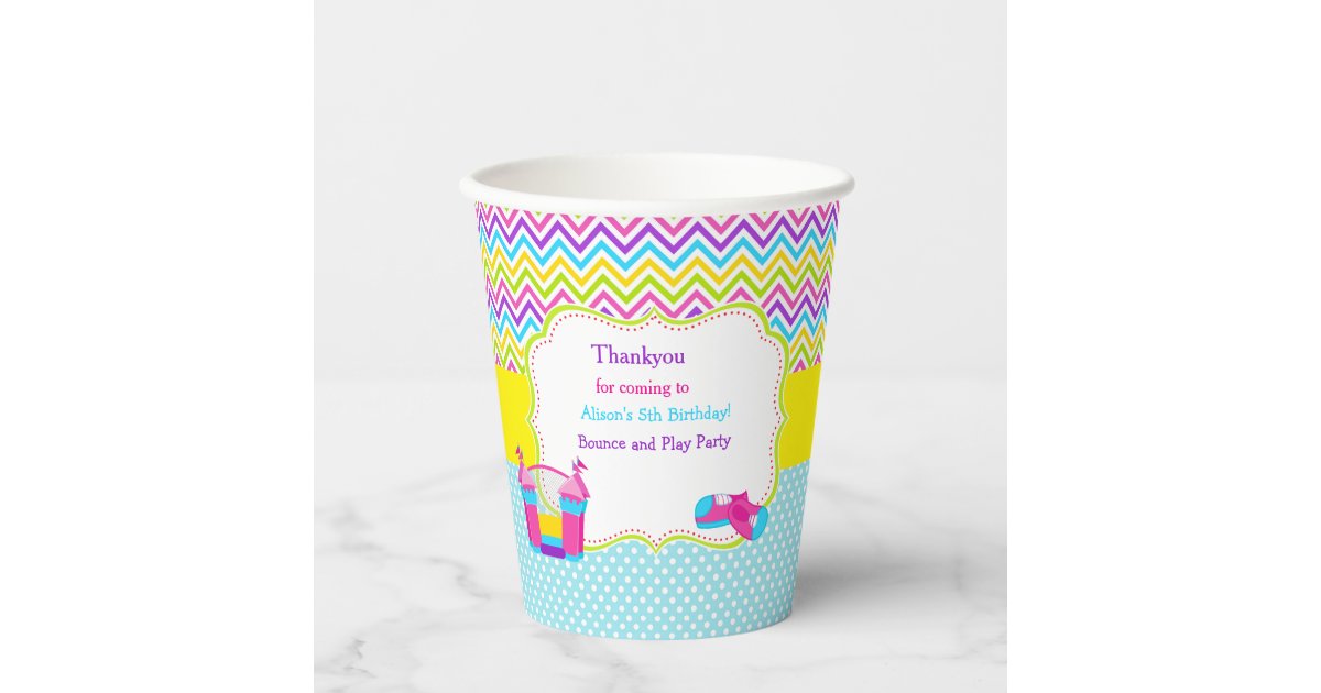 Bounce House Bouncy Castle Birthday Party Paper Cups | Zazzle