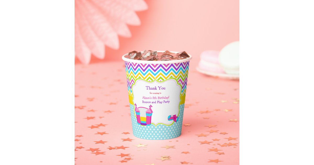 Bounce House Bouncy Castle Birthday Party Paper Cups | Zazzle