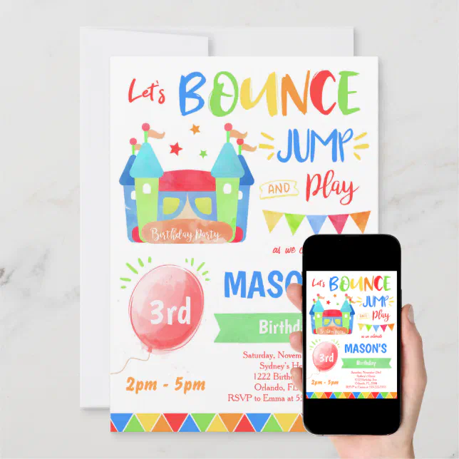 Bounce House Invitation, Bouncing Invitations | Zazzle