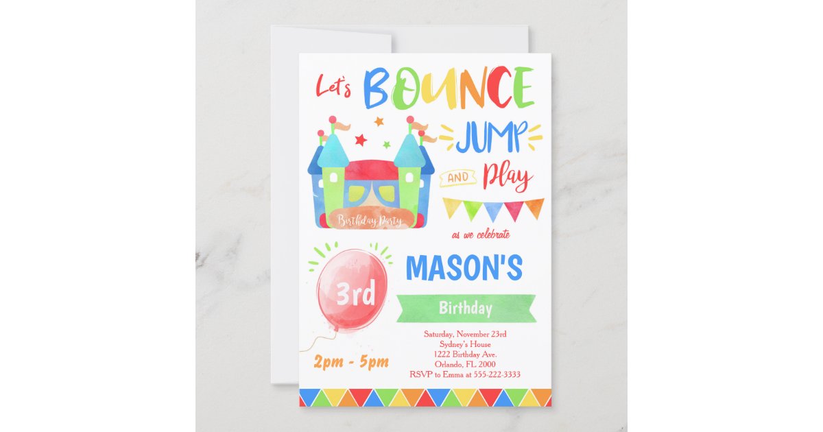 Bounce House Invitation, Bouncing Invitations | Zazzle