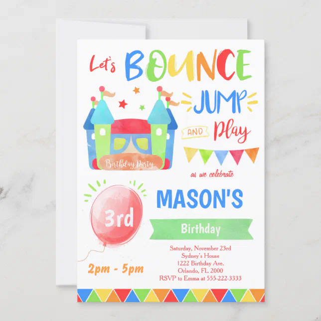 Bounce House Invitation, Bouncing Invitations | Zazzle