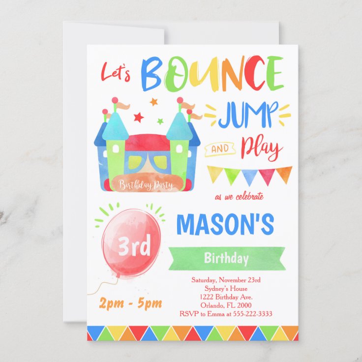 Bounce House Invitation, Bouncing Invitations | Zazzle