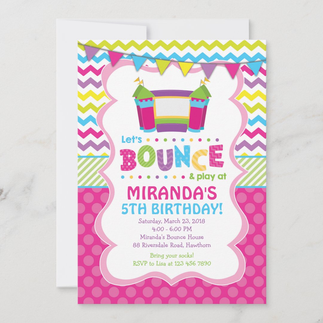 Bounce House Invitation / Girl Bounce House Invite | Zazzle