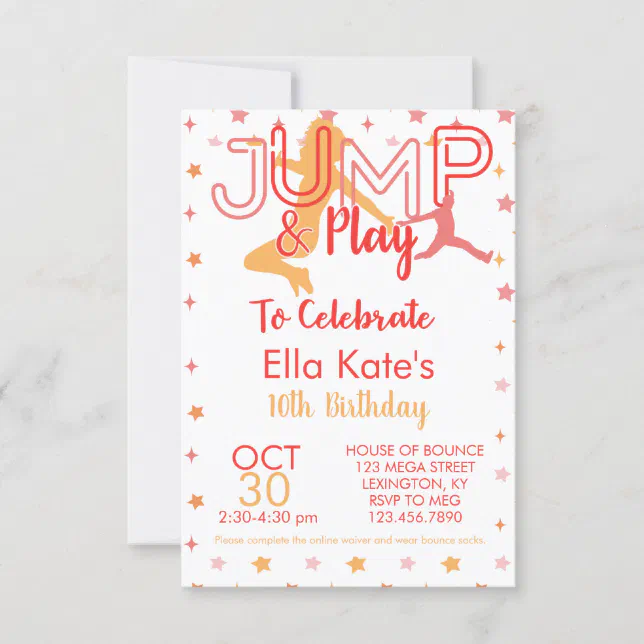 Bounce House Jump Party Trampoline Park Birthday Invitation | Zazzle