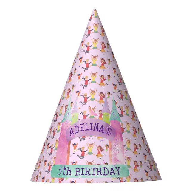 Bounce House Jump Play Gymnastics Kids Birthday Party Hat | Zazzle