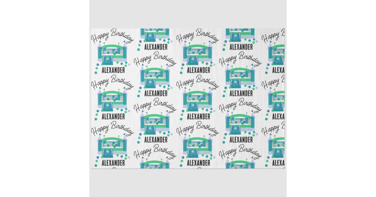 Bounce House Jumping Castle Birthday Name Kids Boy Tissue Paper | Zazzle