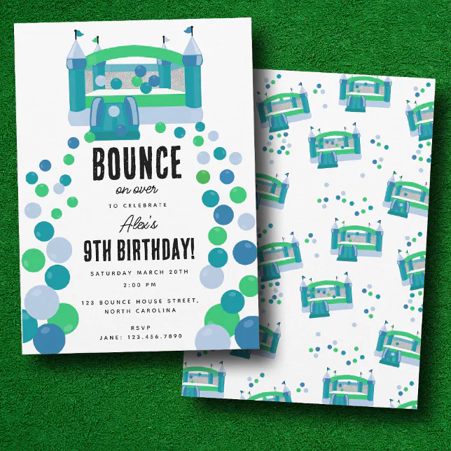 Bounce House Jumping Castle Boys Birthday Party Invitation | Zazzle