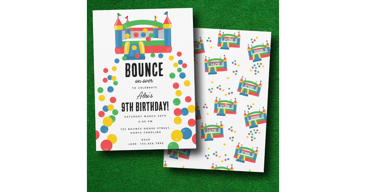 Bounce House Jumping Castle Kids Birthday Party Invitation | Zazzle