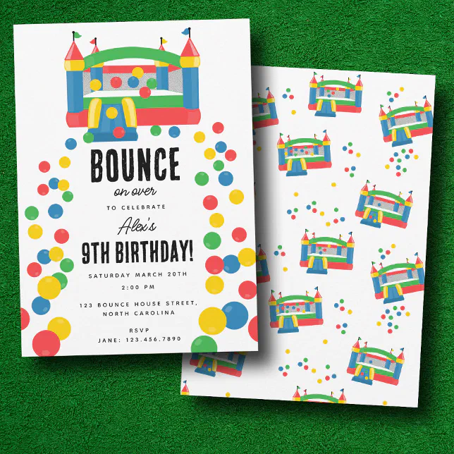 Bounce House Jumping Castle Kids Birthday Party Invitation | Zazzle