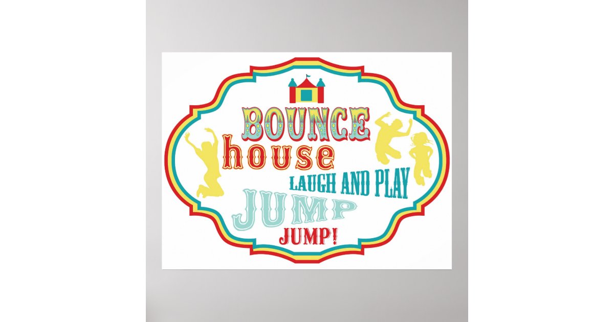 Bounce House Sign Carnival Circus Birthday | Zazzle