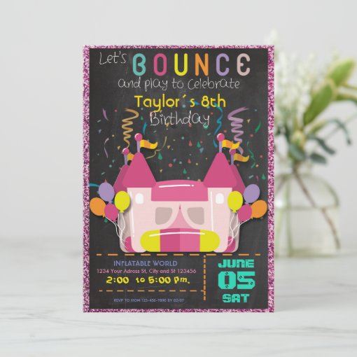 Bounce Inflatable castle Birthday Party Invitation | Zazzle