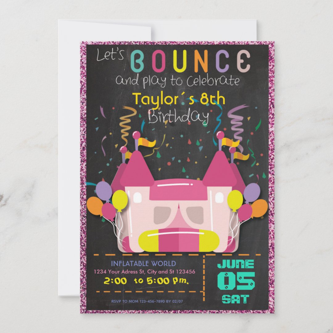 Bounce Inflatable castle Birthday Party Invitation | Zazzle