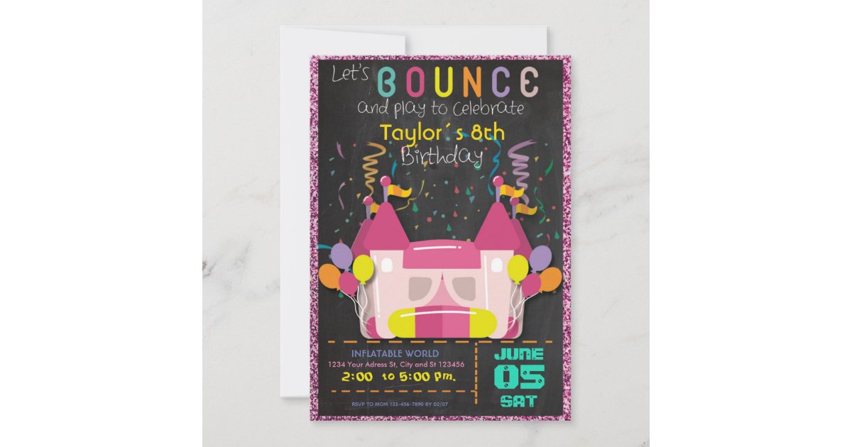Bounce Inflatable castle Birthday Party Invitation | Zazzle