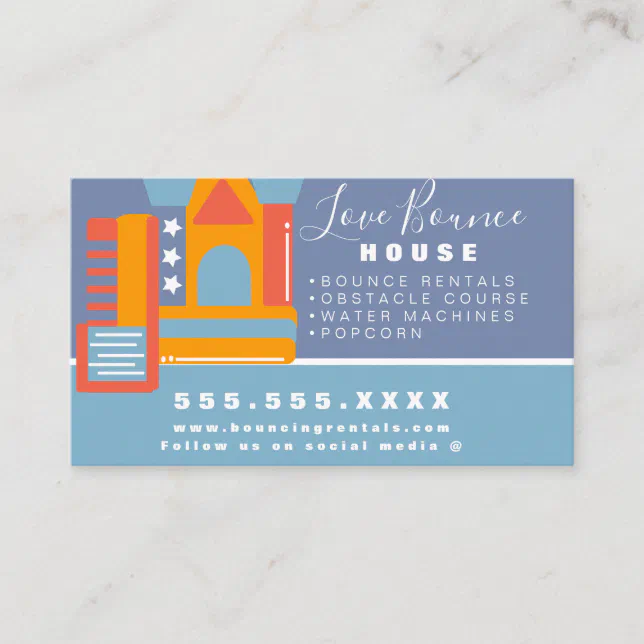Bounce Inflatables House Party Carnival Rentals Business Card | Zazzle