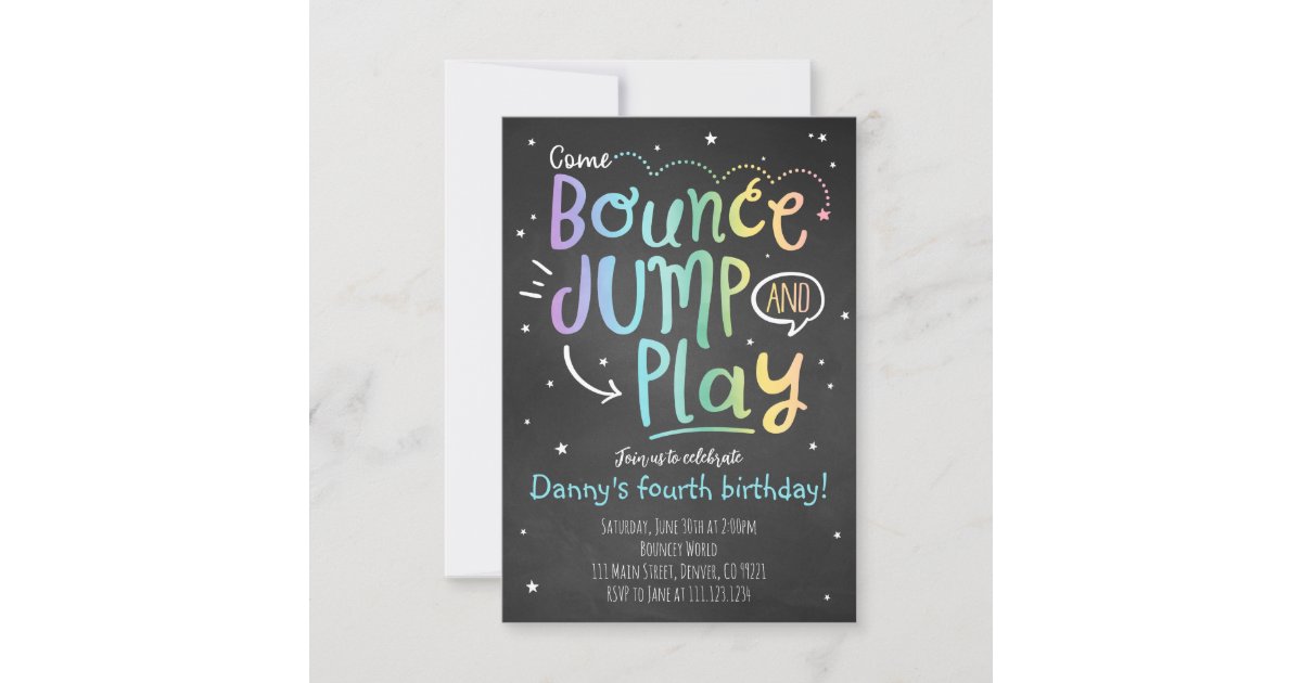 Bounce Jump and Play Birthday Party Invitation | Zazzle