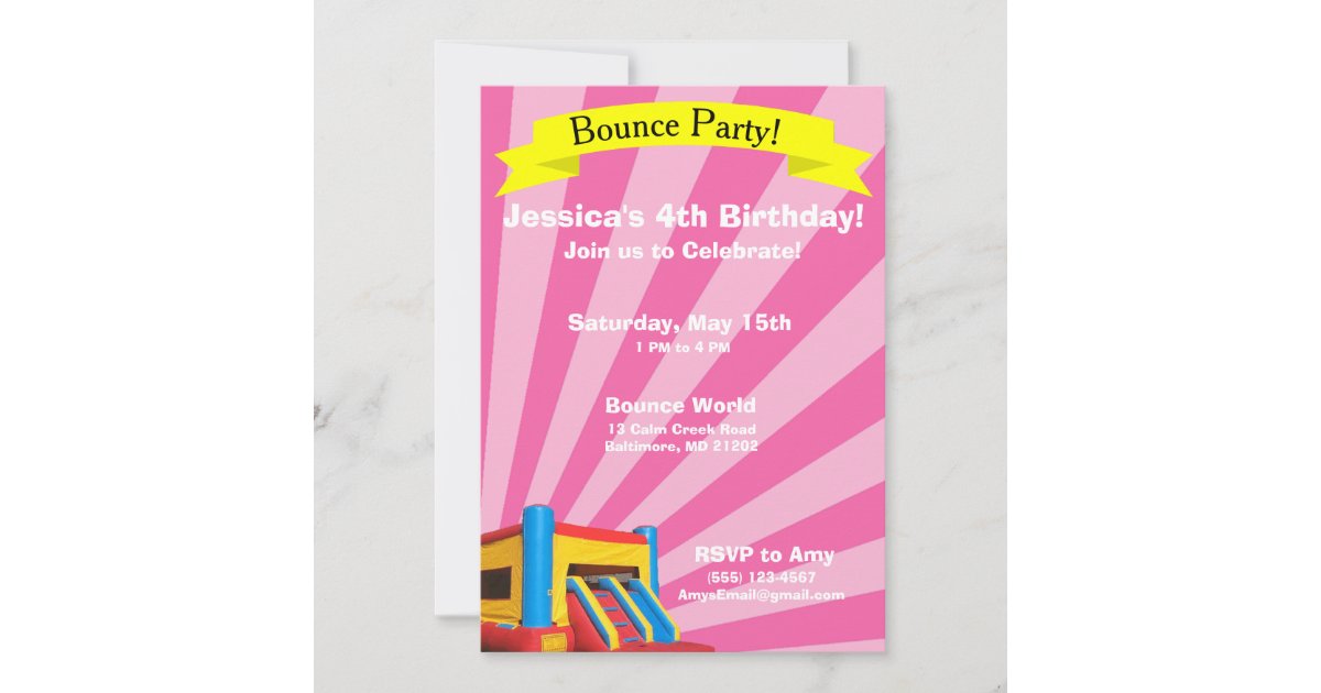 Bounce Party Birthday Invitation | Zazzle