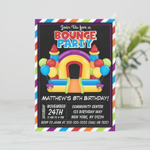 Bounce Party Invitation Kids Bounce Birthday Party | Zazzle