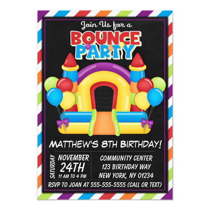 Bounce Party Invitation Kids Bounce Birthday Party | Zazzle.com