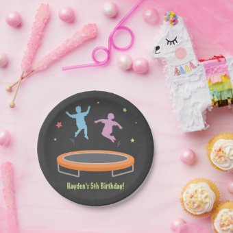 Bounce Trampoline Kids Birthday Party Supplies Paper Plates | Zazzle