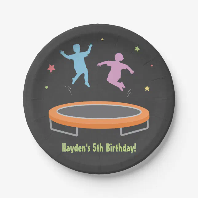 Bounce Trampoline Kids Birthday Party Supplies Paper Plates | Zazzle