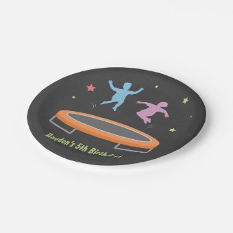 Bounce Trampoline Kids Birthday Party Supplies Paper Plates | Zazzle