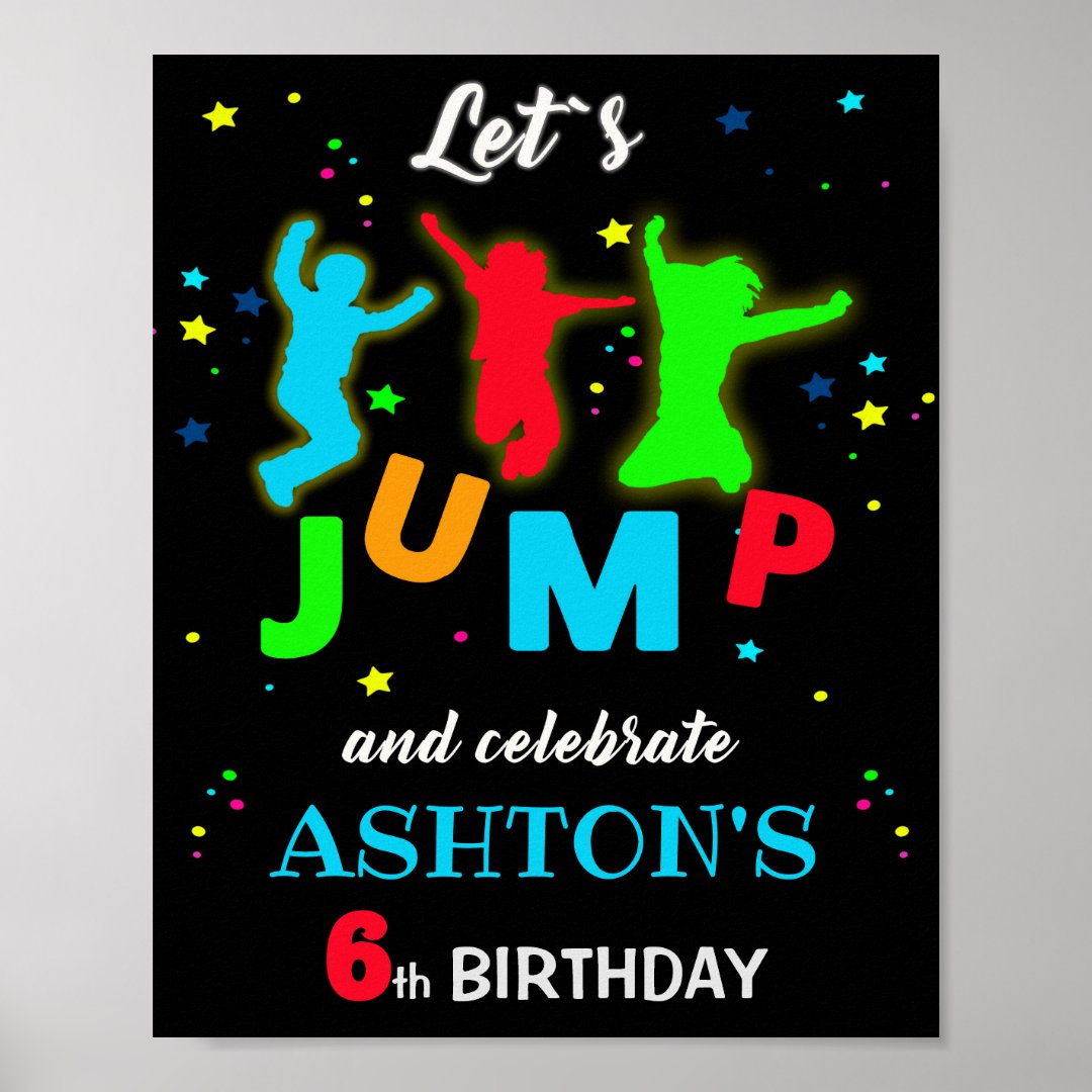 Bounce welcome party sign Jump trampoline park | Zazzle