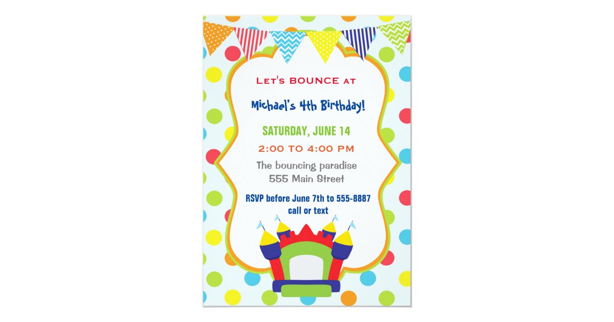 Bouncing Invitation Kids Birthday Party Bounce | Zazzle.com