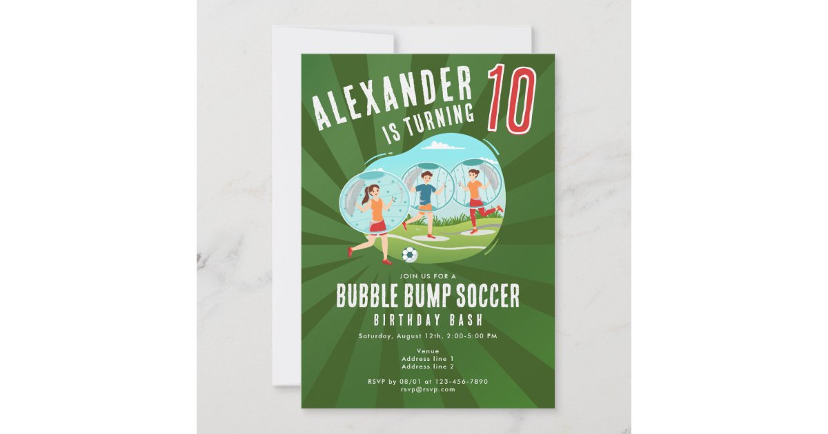 Bouncing Zorb Suits Bubble Soccer Sumo Birthday Invitation | Zazzle