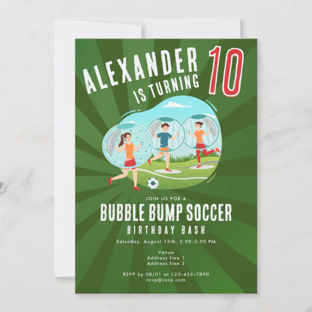 Bouncing Zorb Suits Bubble Soccer Sumo Birthday Invitation | Zazzle