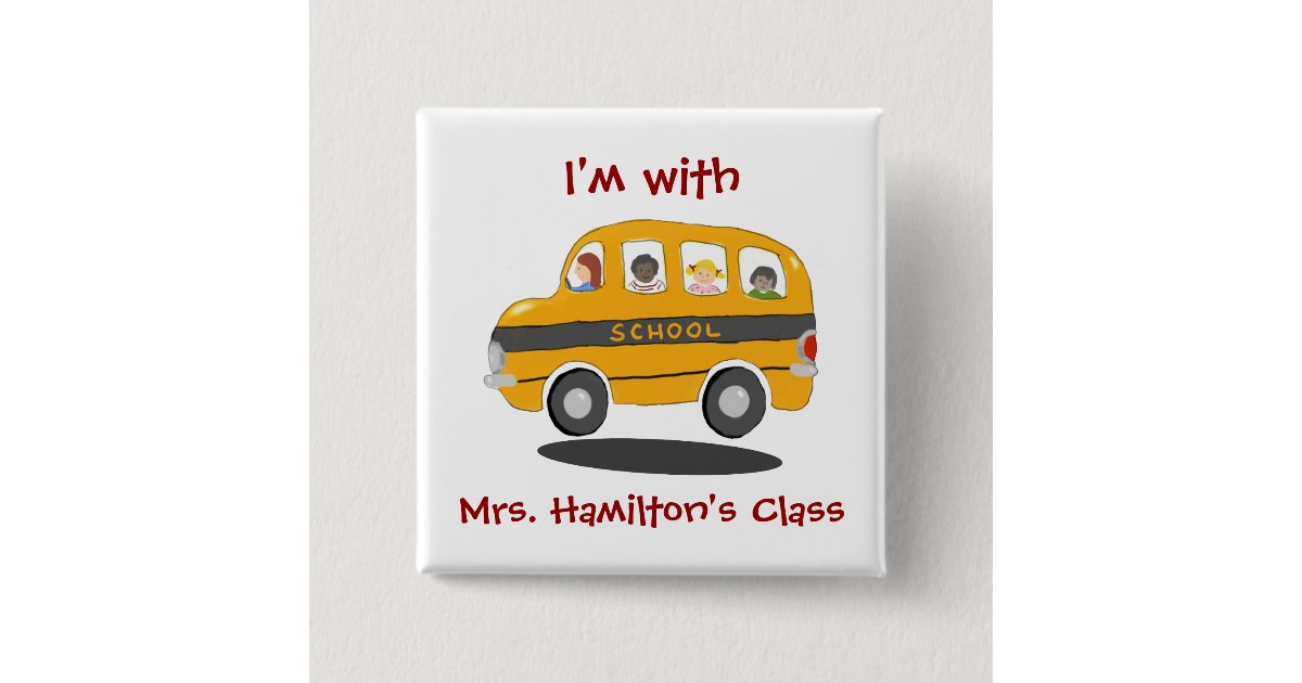 Bouncy School Bus Identification Button | Zazzle