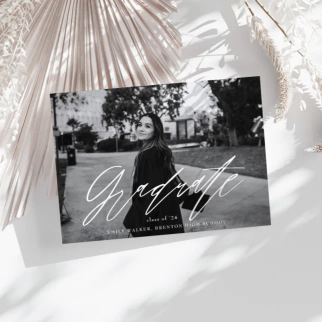 Bouncy Script Graduation Announcement Card | Zazzle