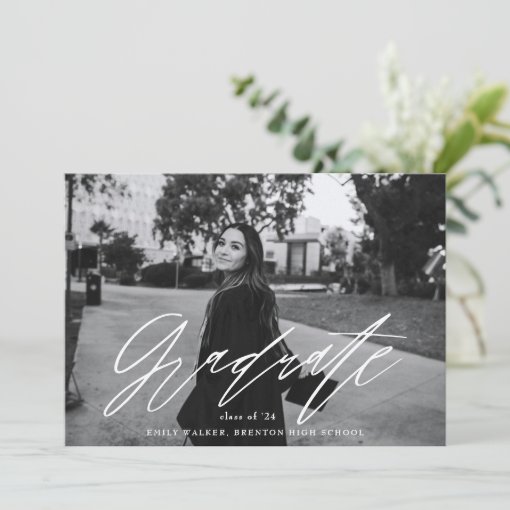 Bouncy Script Graduation Announcement Card | Zazzle