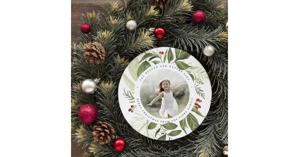 Bountiful | Round Holiday Photo Card | Zazzle