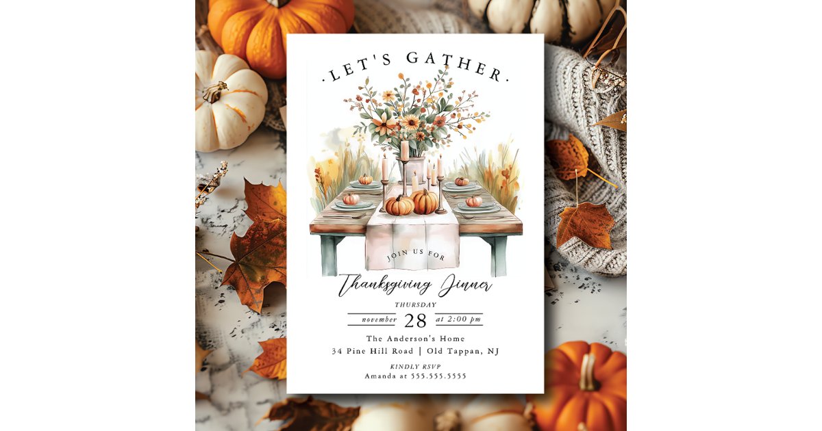 Bountiful Table Thanksgiving Dinner Invitation | Zazzle