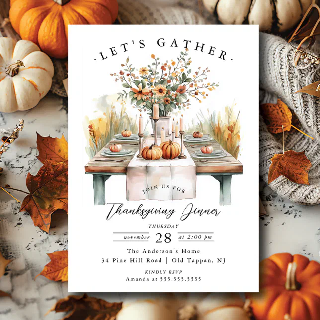 Bountiful Table Thanksgiving Dinner Invitation | Zazzle