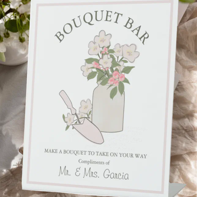 Bouquet Bar Build Your Own Flowers Wedding Pedestal Sign | Zazzle