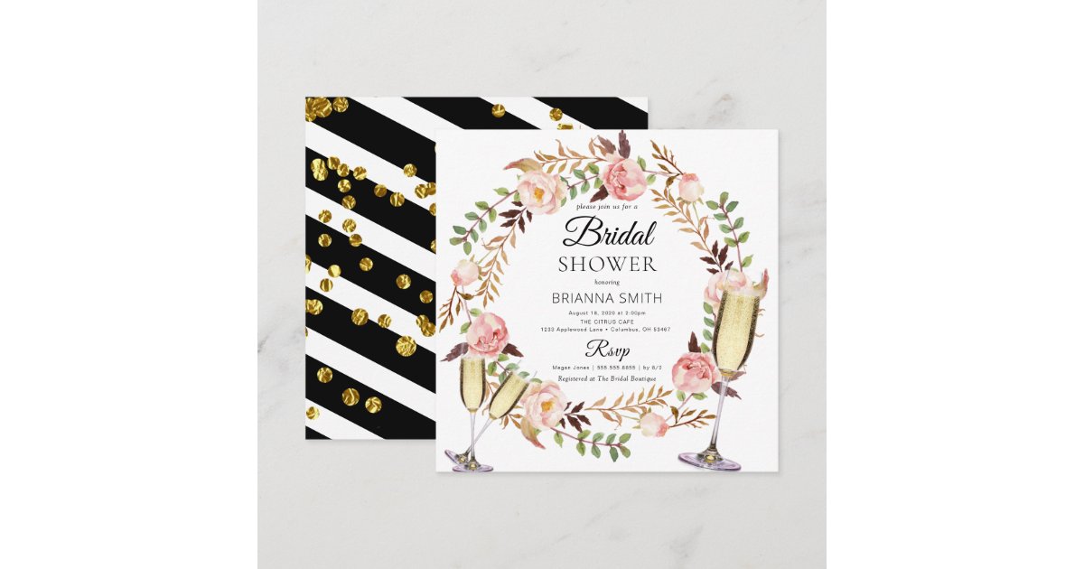 Bouquet Crown Flowery Classy Bridal shower Invitation | Zazzle