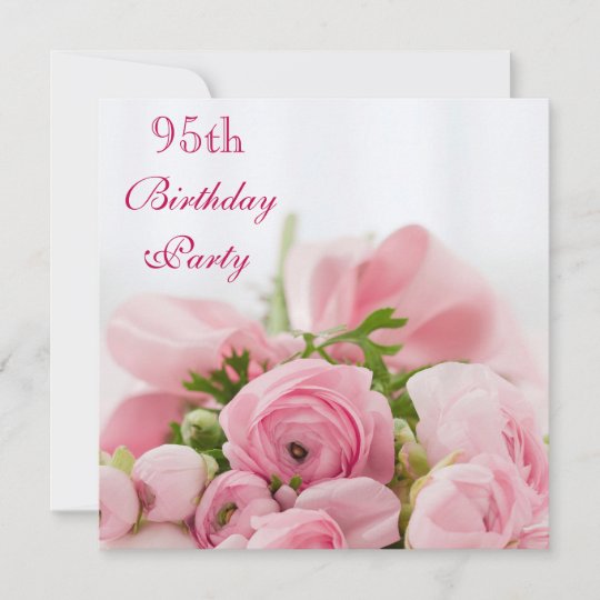 Bouquet Of Pink Roses 95th Birthday Invitation | Zazzle
