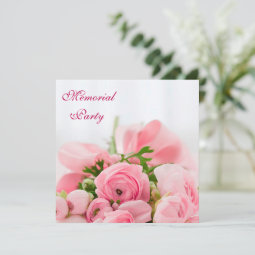 Bouquet Of Pink Roses Memorial Party Invitation | Zazzle
