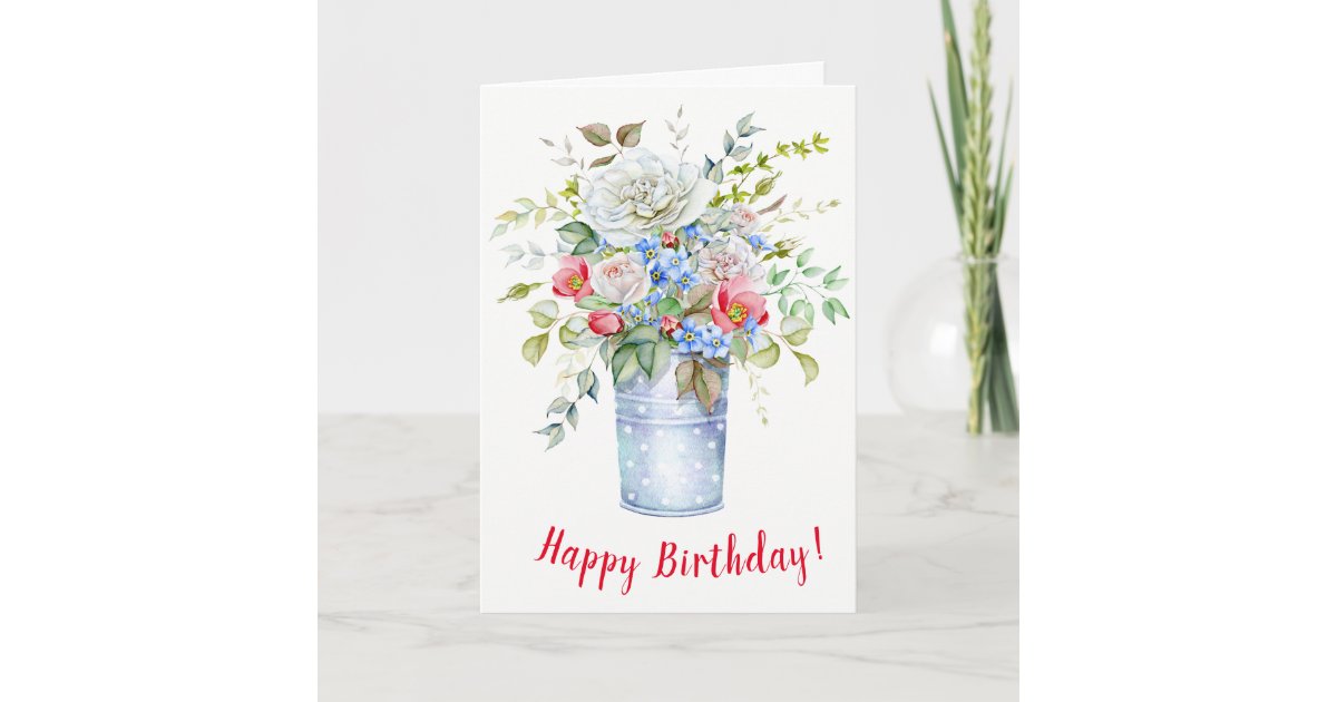 Bouquet of Roses Birthday Greeting Card | Zazzle