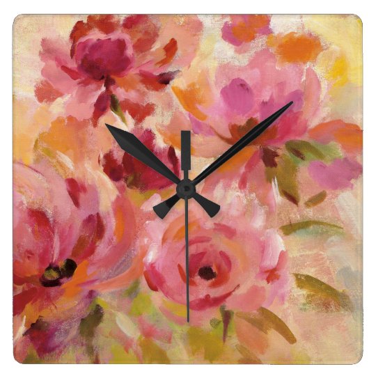 Bouquet of Roses Square Wall Clock | Zazzle.com