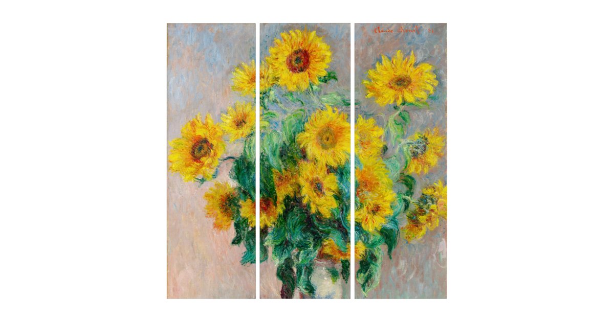 Bouquet of Sunflowers Claude Monet Triptych | Zazzle