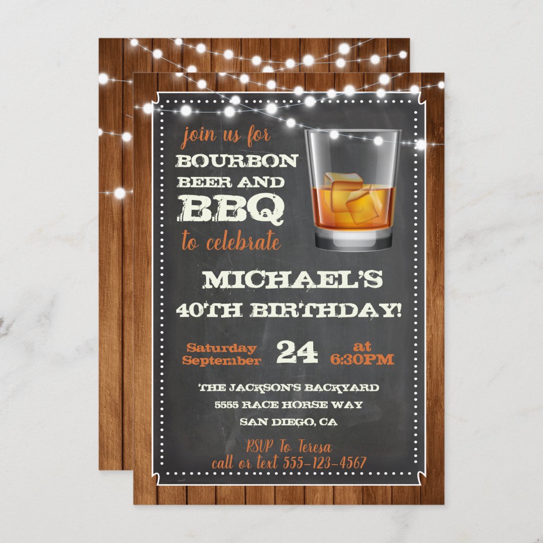 Bourbon Beer & BBQ Party Invitations | Zazzle