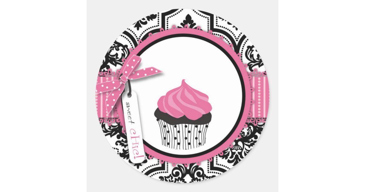 Boutique Chic Cupcakes Sticker_mbkemp Classic Round Sticker | Zazzle