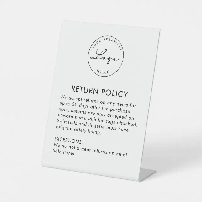 Boutique Clothing Store Return Policy Plaque Pedestal Sign | Zazzle