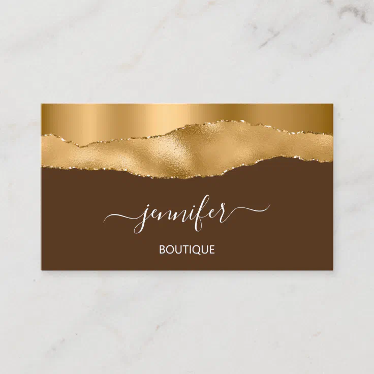 Boutique Shop Yellow Brown Gold QR Code Business Card | Zazzle