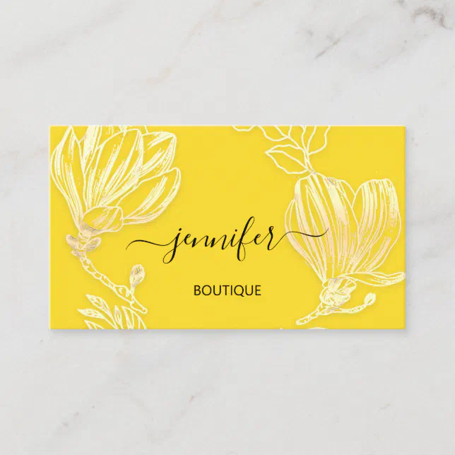 Boutique Shop Yellow Gold Flowers Wreath QR Code Business Card | Zazzle