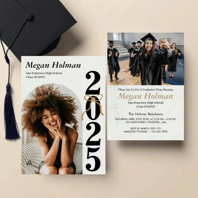 Bow Graduation Class Of 2025 Arch Photo Grad Party Invitation | Zazzle