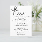 Bow hand drawn Wedding Details card | Zazzle